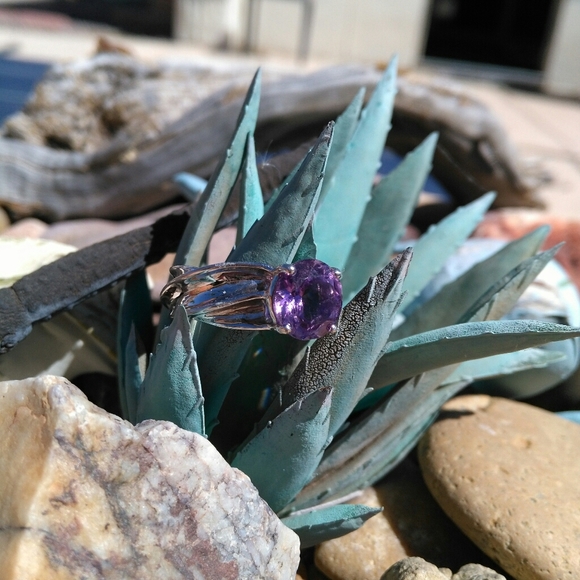 KN | Jewelry | Qvc Vintage 35ct Amethyst Fancy Band Ring 1 | Poshmark